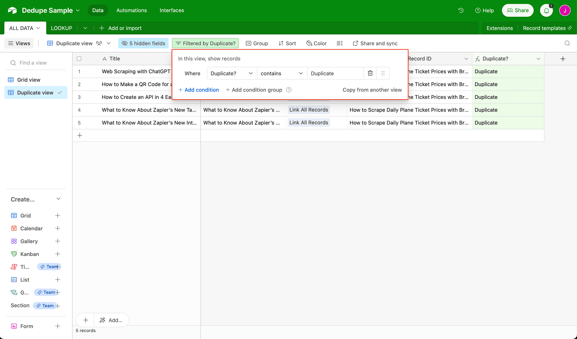 How To Automatically Delete Duplicate Records In Airtable Part 1 1447