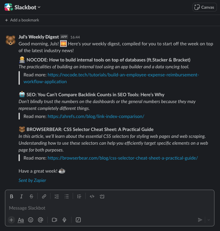 How To Build a Bot That Automatically Sends Industry Insights To Slack
