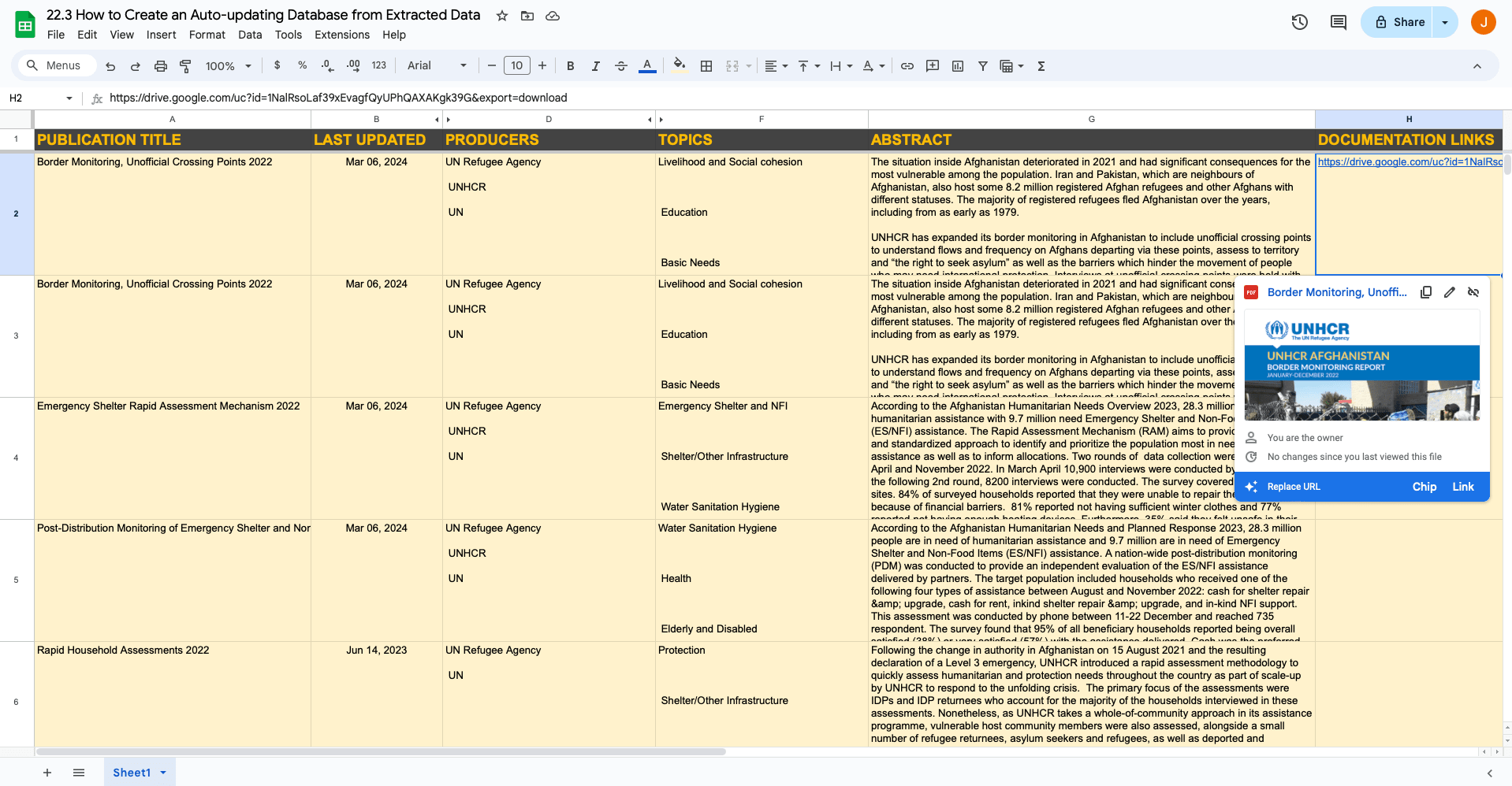 How To Create An Auto Updating Database From Extracted Data